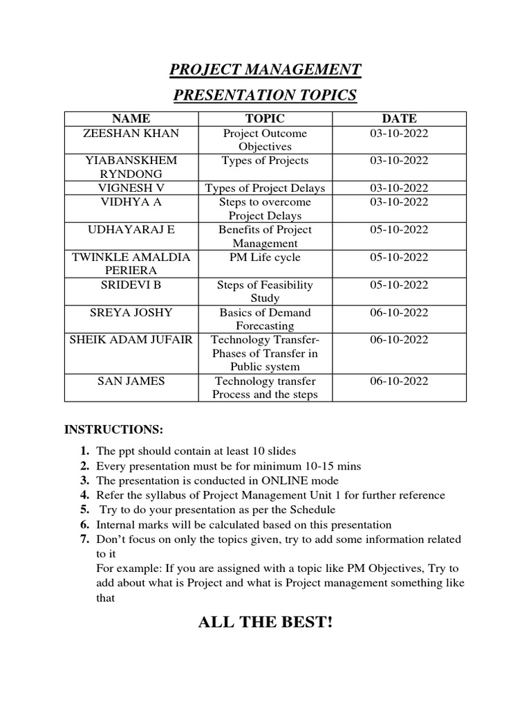 Project Management Students | PDF