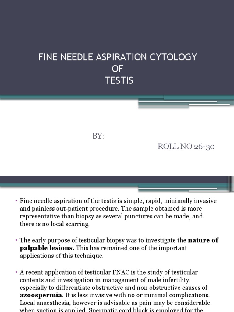 Testicular Fine Needle Aspiration Pdf Testicle Medical Specialties