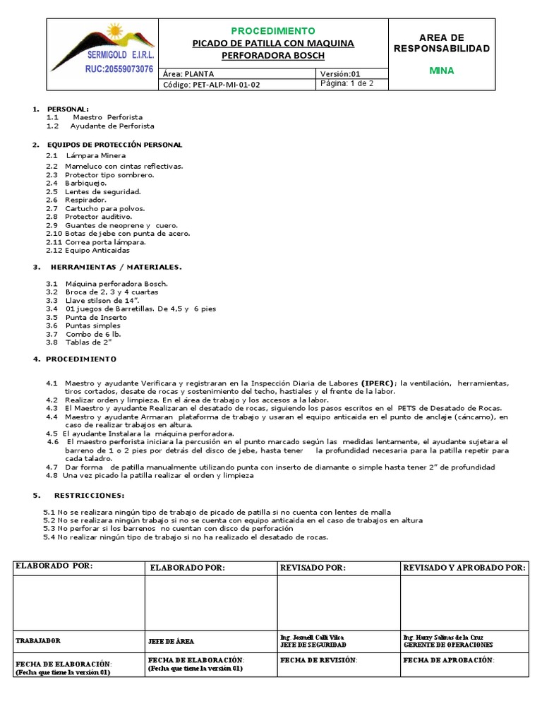Pets-Alp-Mi-3-1.1 Picado de Patilla Con Maquina Perforadora Bosch | PDF