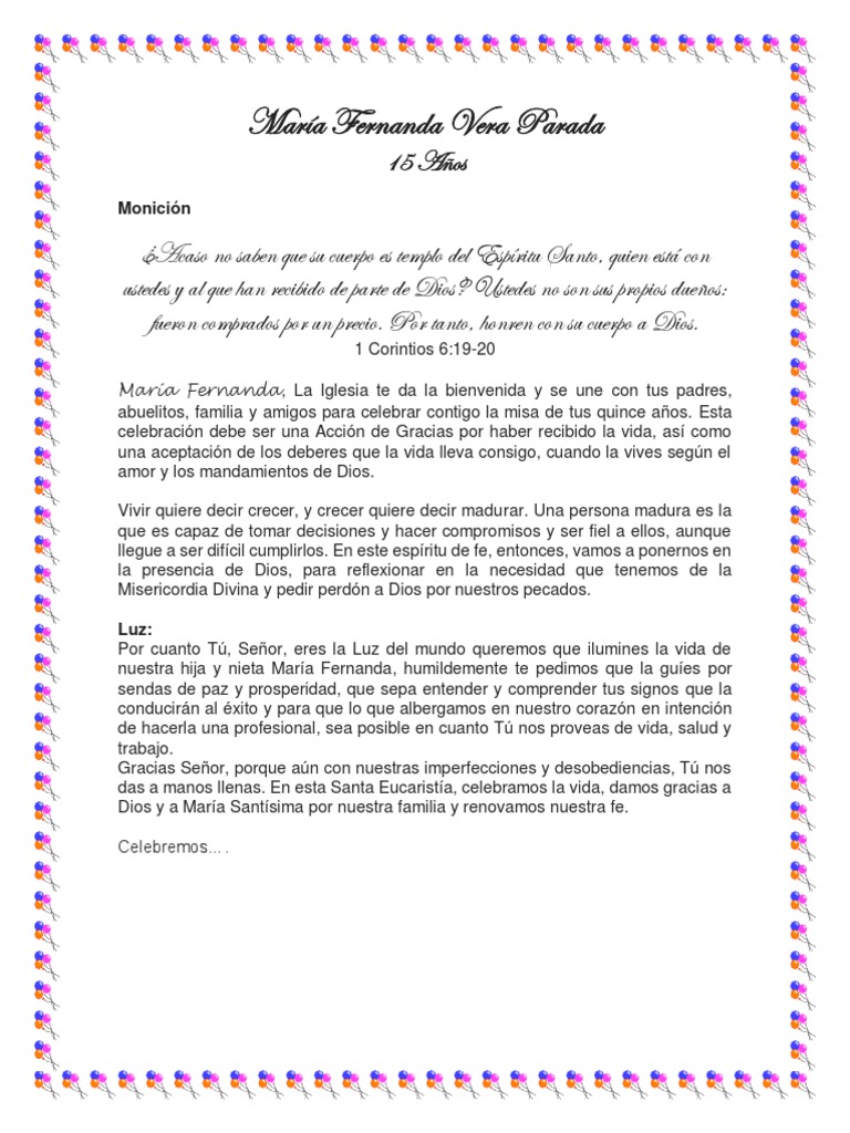 Misa de Quince Años de María Fernanda | PDF | Misa (liturgia) | eucaristía