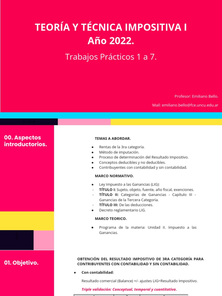 Prácticos 1 a 7 - Info complementaria - Prof. Emiliano Bello | PDF