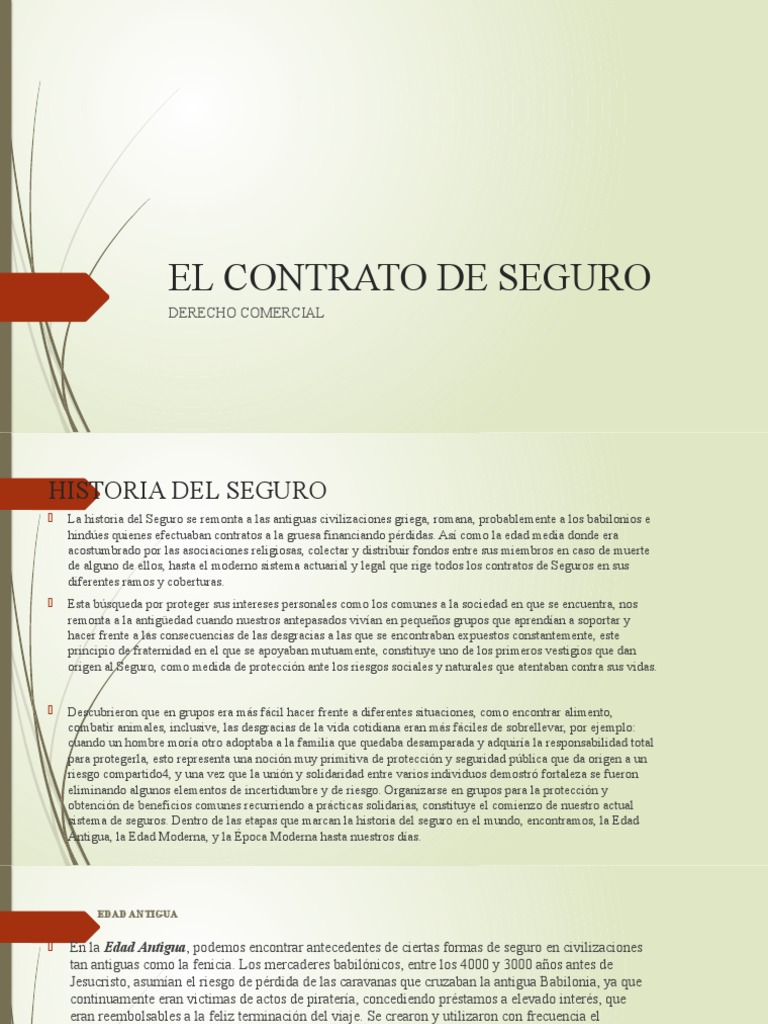 1EL CONTRATO de SEGURO (Evolucion Historica) | PDF | Seguro | Reaseguro