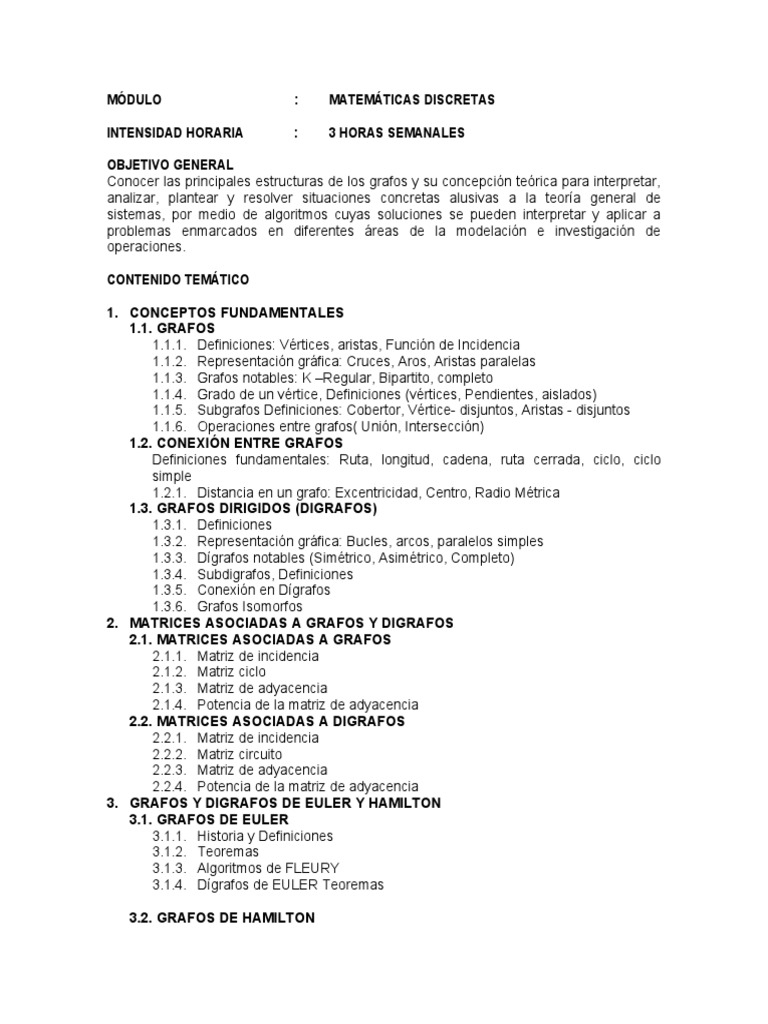 Teoría de Grafos en Matemáticas Discretas | PDF | Matriz (Matemáticas) | Conceptos matemáticos