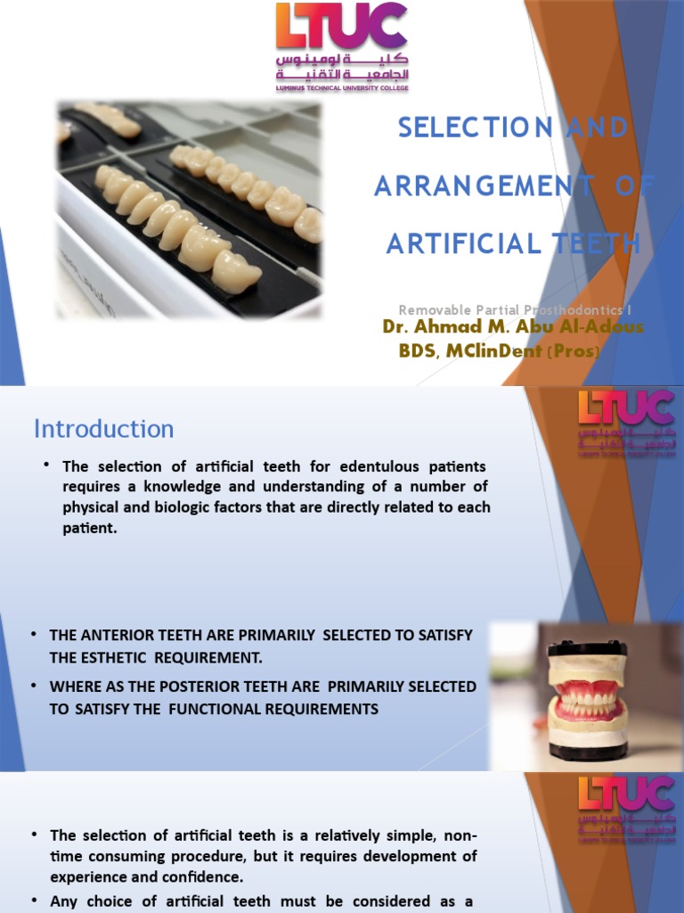 Artificial Teeth Selection Guide | PDF | Dentures | Mouth