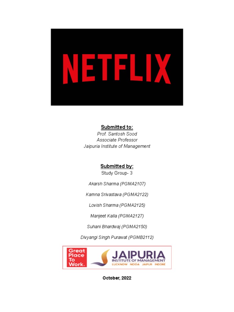 BM Report (Netflix) - Group 3 | PDF | Netflix | Streaming Media