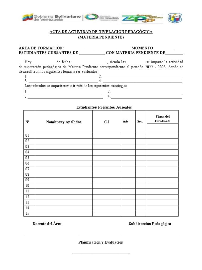Acta Materia Pendiente | PDF