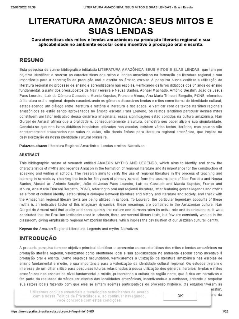 Literatura Amazônica - Seus Mitos e Suas Lendas - Brasil Escola | PDF ...
