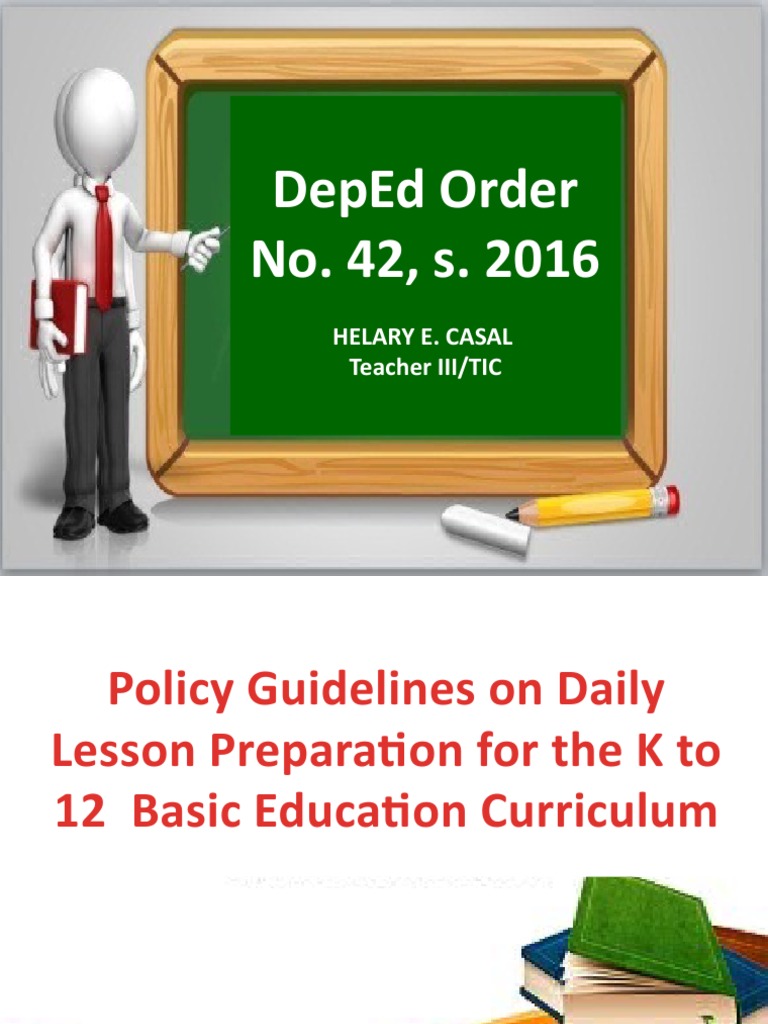 Policy Guidelines on Daily Lesson Preparation for the K to 12 Basic Education Curriculum | PDF ...