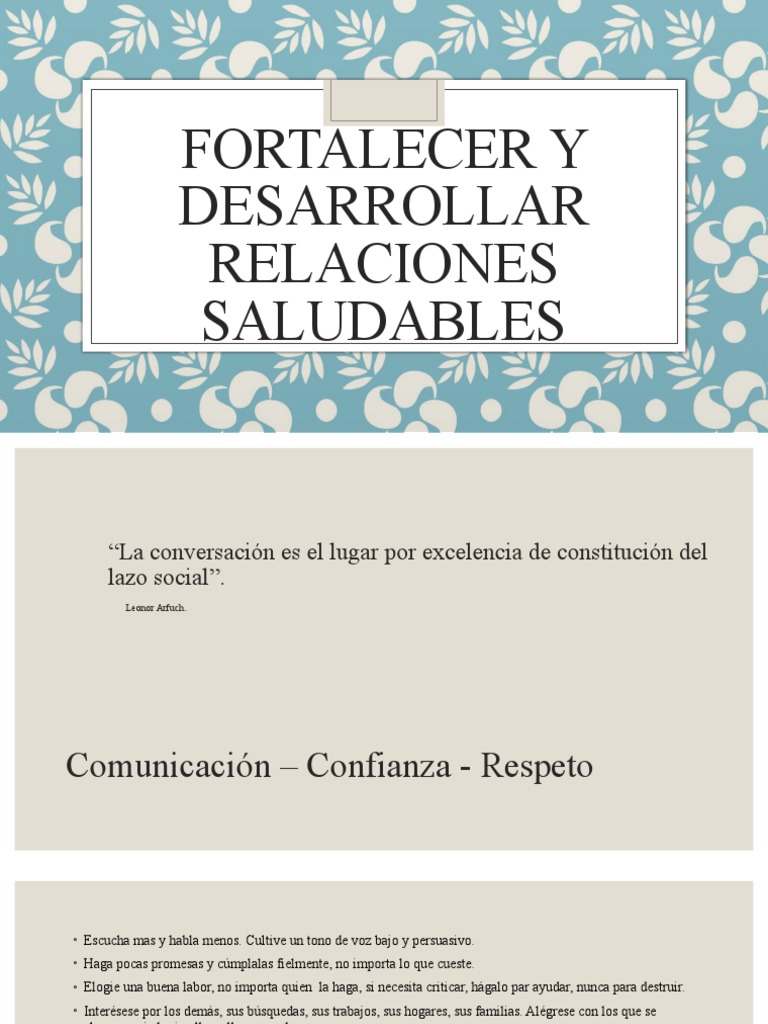 Fortalecer y Desarrollar Relaciones Saludables | PDF