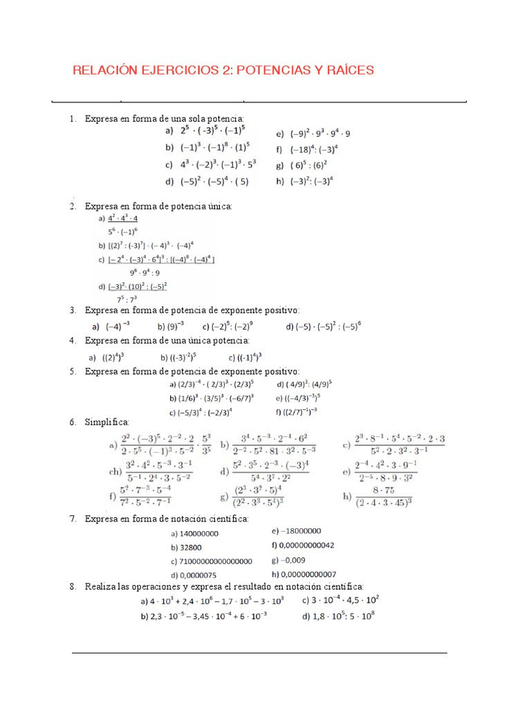 02 Potencias y Raices | PDF