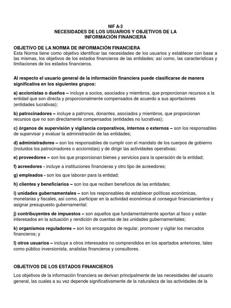 Nif A-3 | PDF | Contabilidad | Estado financiero