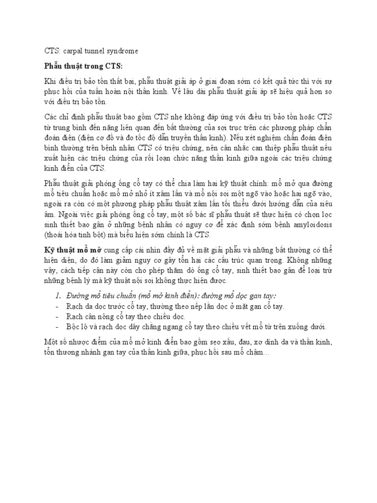 Phẫu Thuật Trong Hội Chứng Ống Cổ Tay | PDF