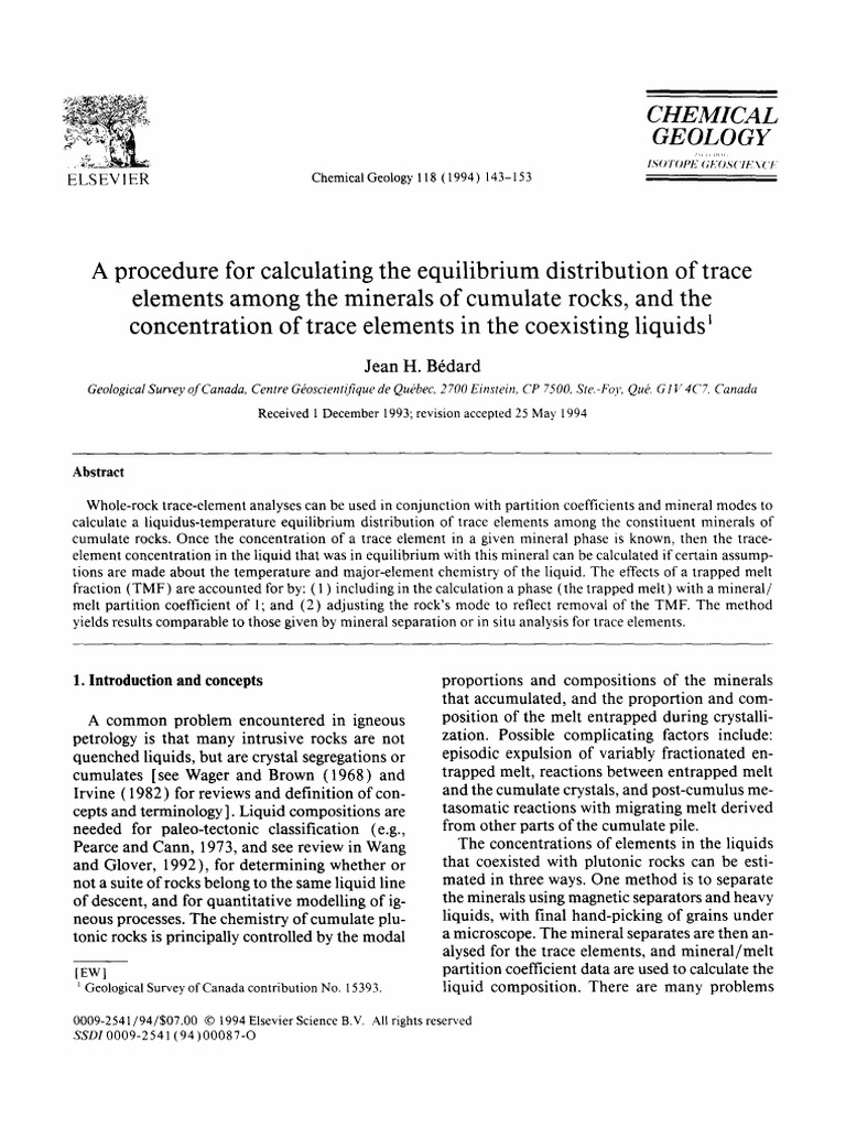 A Procedure For Calculating The Equilibrium Distribution of Trace ...