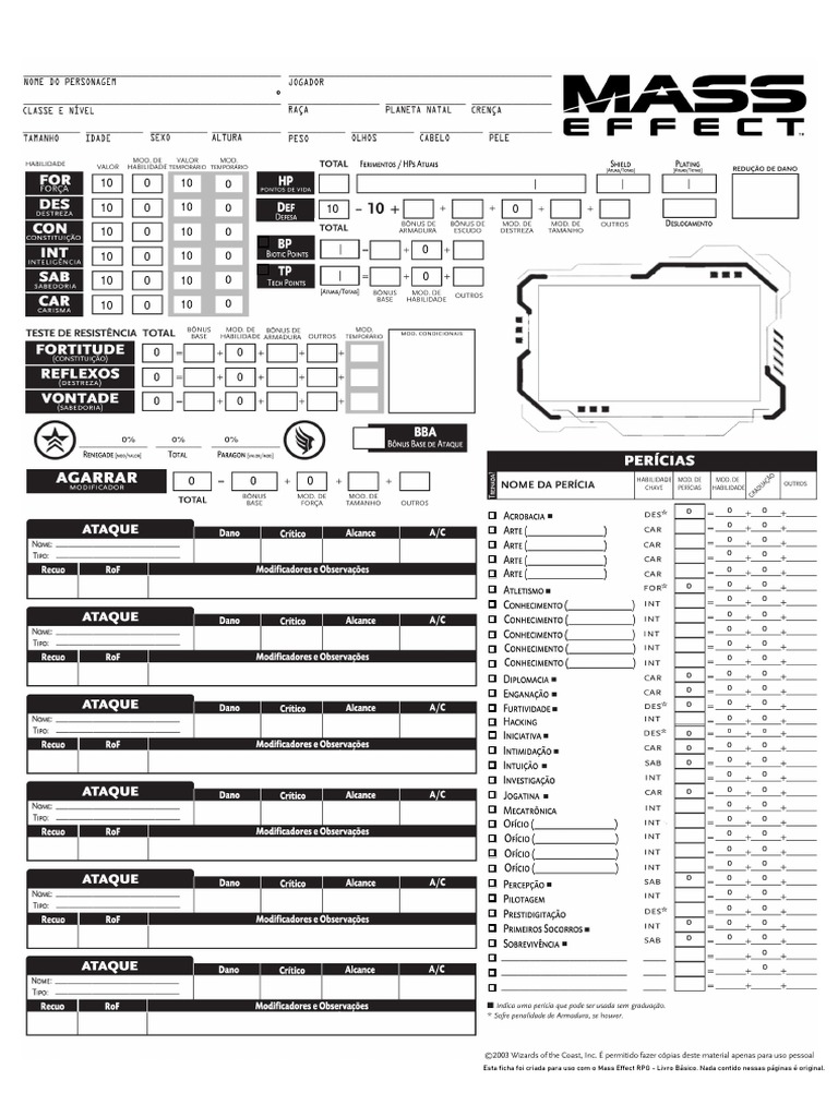 Ficha Mass Effect RPG | PDF