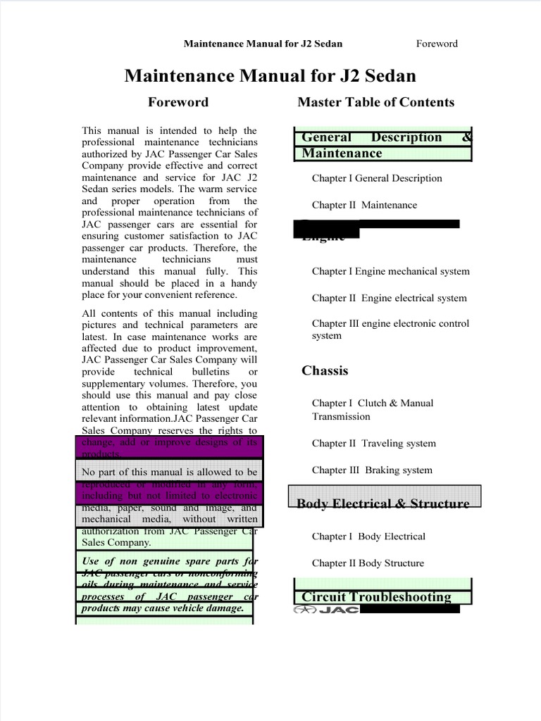 Manual de Mecánica JAC J2 | PDF | Radiator | Motor Oil