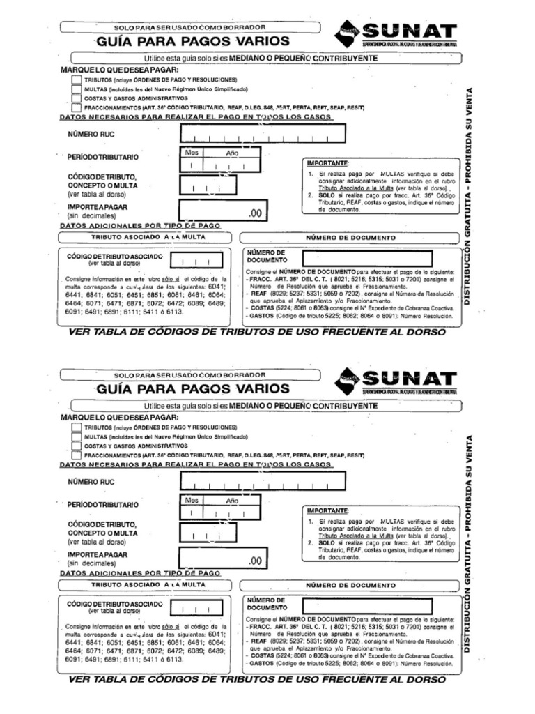 Guia de Pago Sunat | PDF