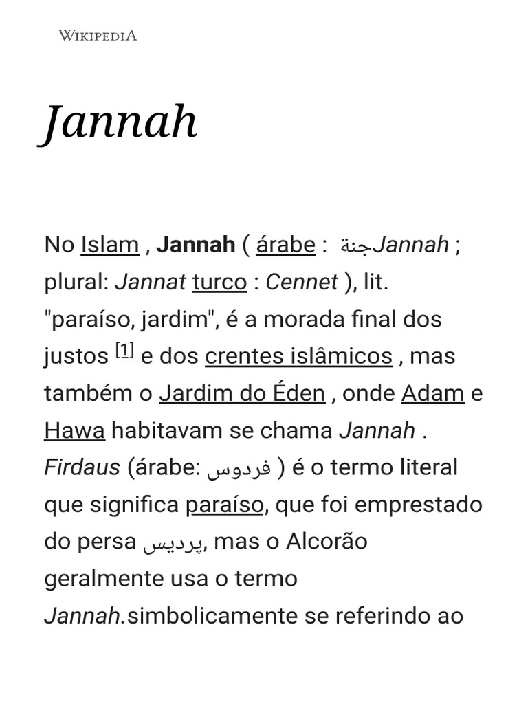 Jannah - Wikipedia | PDF | Céu | Árabe