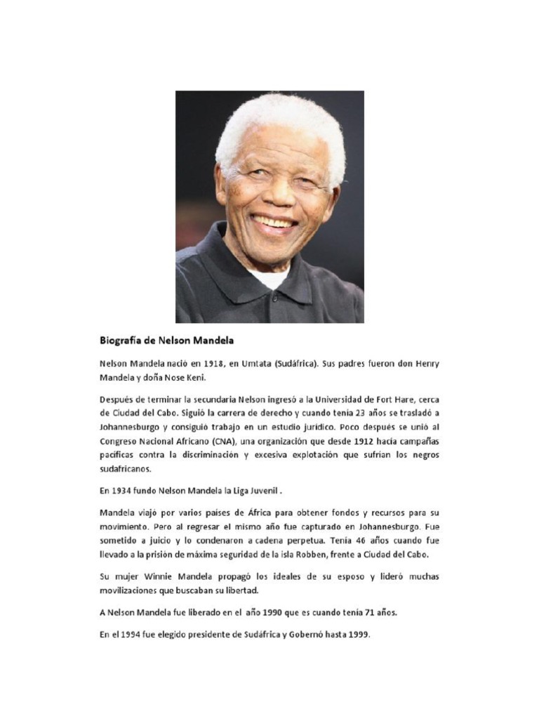 Biografia de Nelson Mandela | PDF
