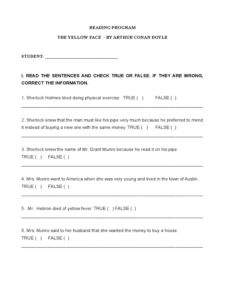 Reading Program - The Yellow Face | PDF