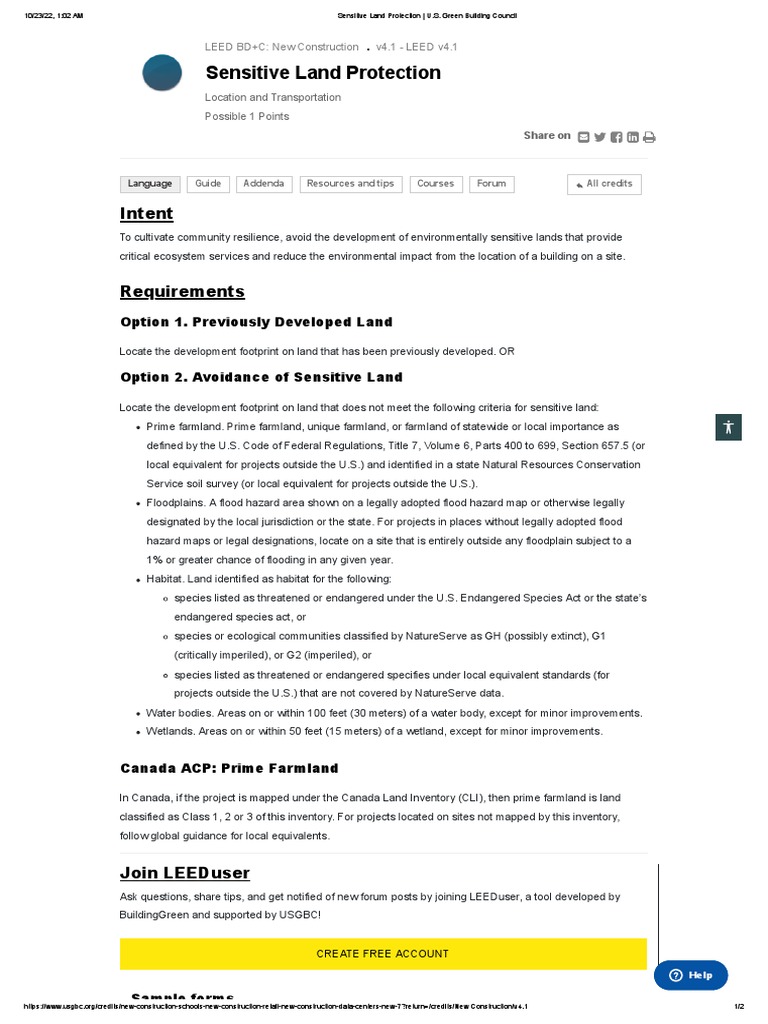 Sensitive Land Protection - U.S. Green Building Council | PDF ...