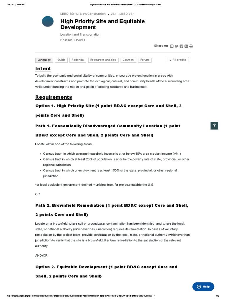 High Priority Site and Equitable Development - U.S. Green Building ...