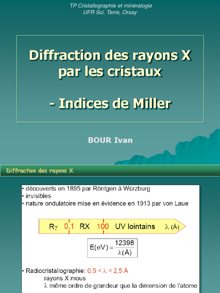 TP Diffraction Des Rayon X Indices Miller | PDF | Cristallographie aux ...