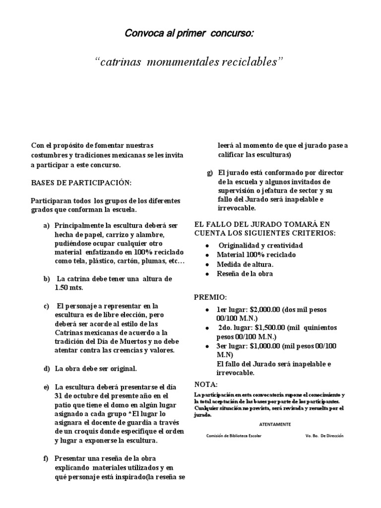 Concurso de Catrinas Reciclables 2023 | PDF