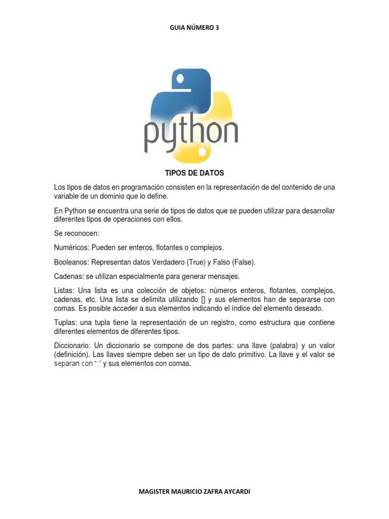 Tipos de Datos y Condicionales | PDF | Python (lenguaje de programación ...