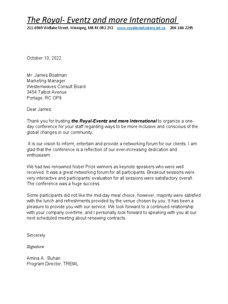 Business Letter Assignment | PDF | Business | Law