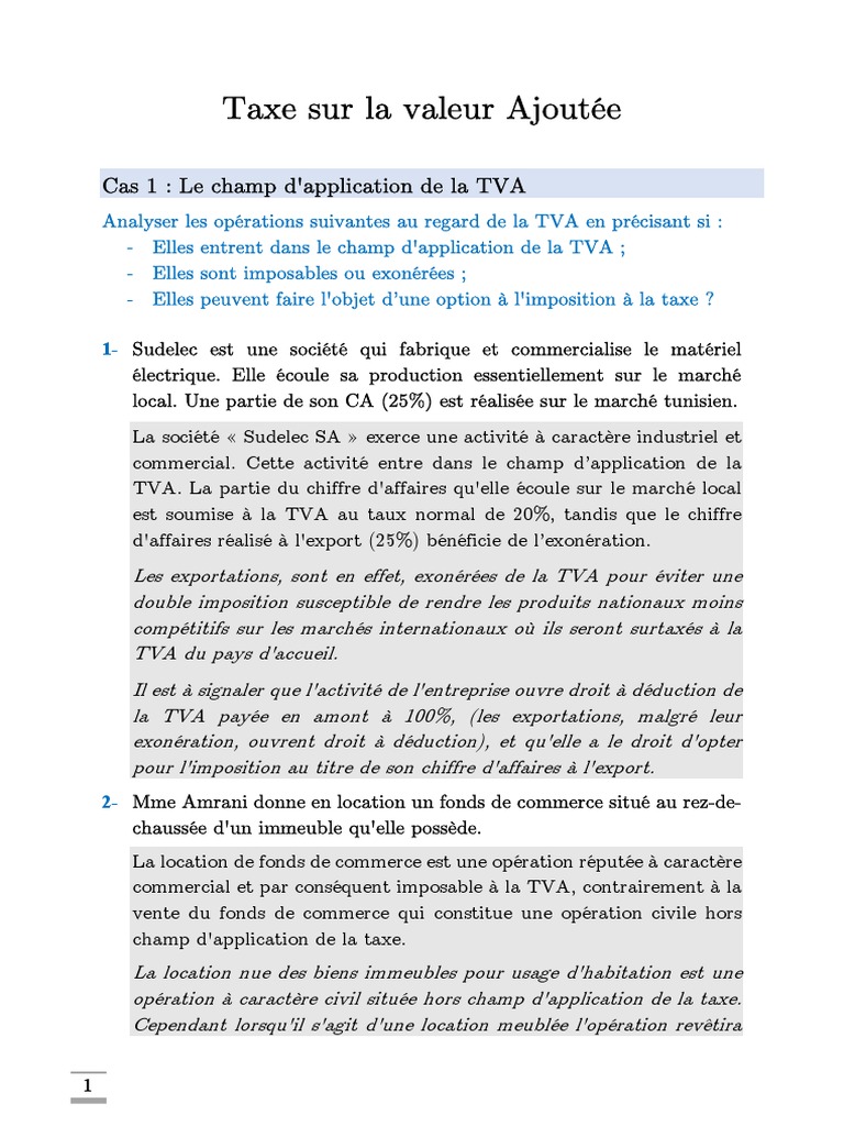 Exercices TVA | Descargar gratis PDF | Taxe sur la valeur ajoutée | Chèque