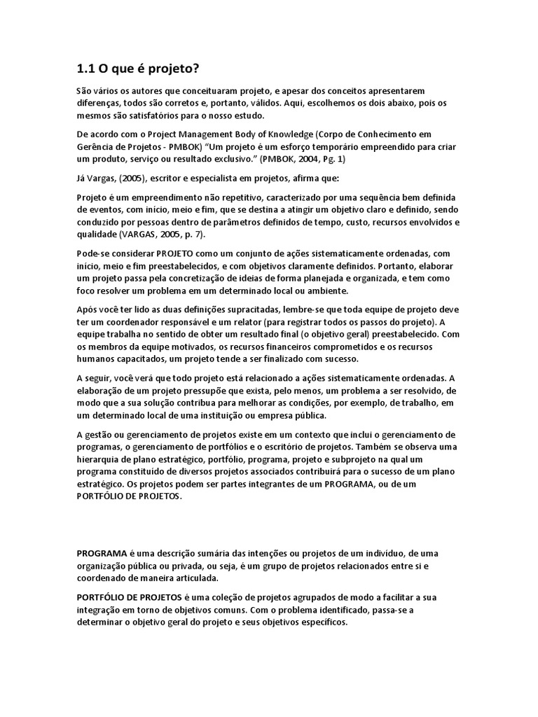 O que é projeto? Definições e conceitos chave | PDF | Business