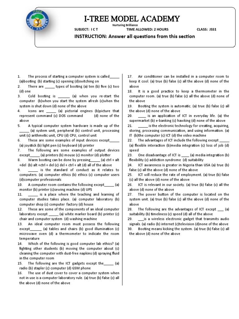 Ict JS1 2ND Term 2022 | PDF | Input/Output | Information Technology