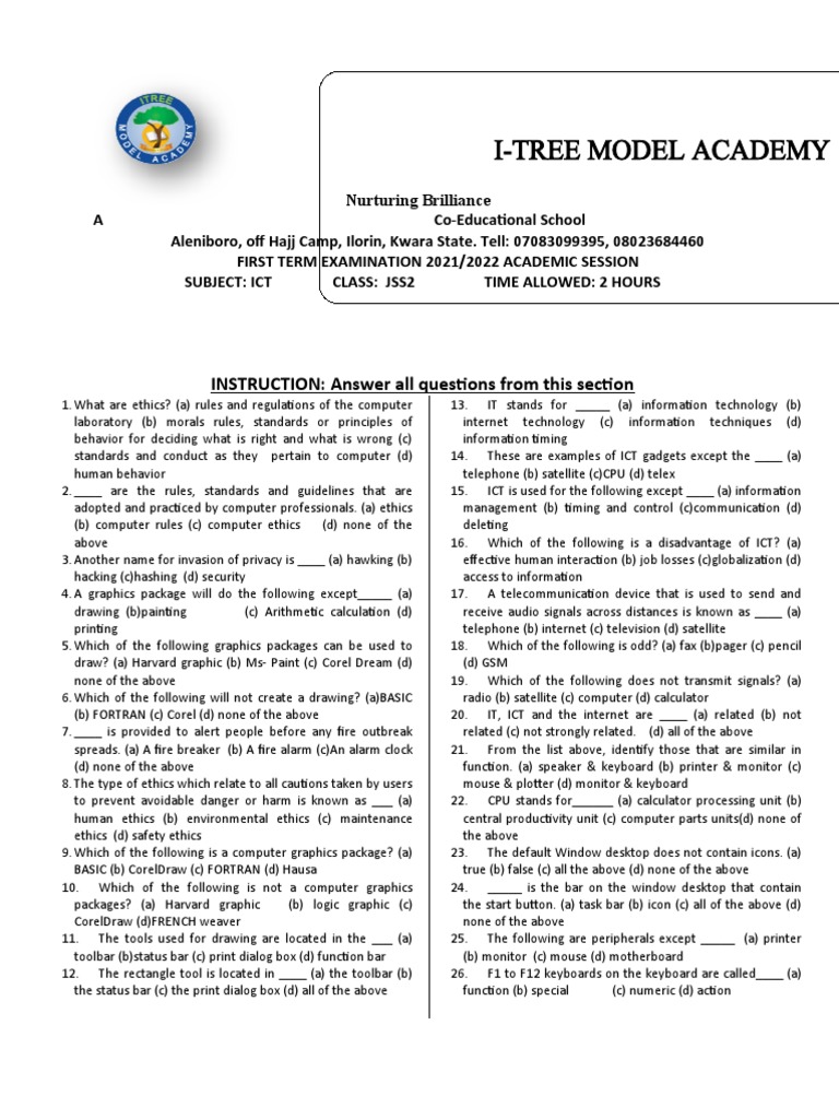 Ict JS2 2ND Term 2022 | PDF | Input/Output | Computer Hardware