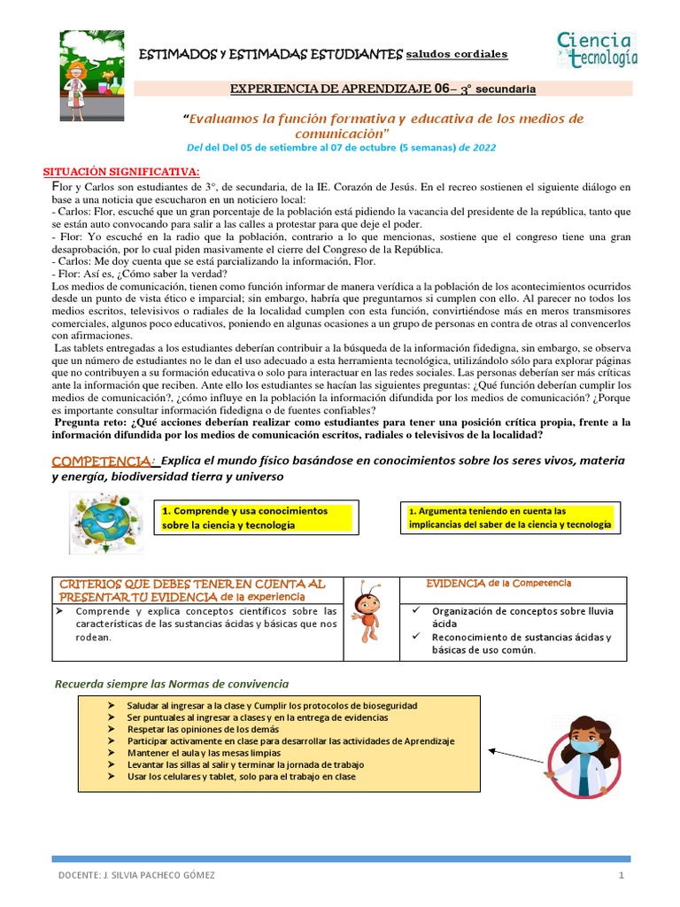 EdeA - 06 - Actividad 01 - Cy T-3ro - Sec | PDF | Ácido | Ph