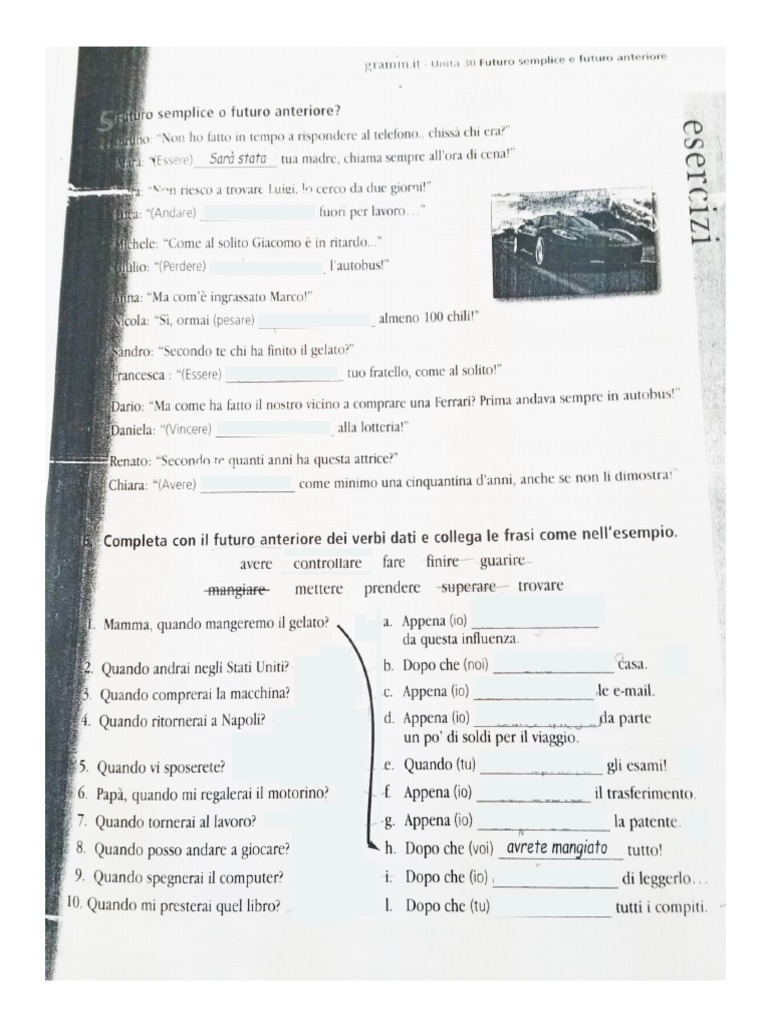 Futuro Composto - Esercizio | PDF