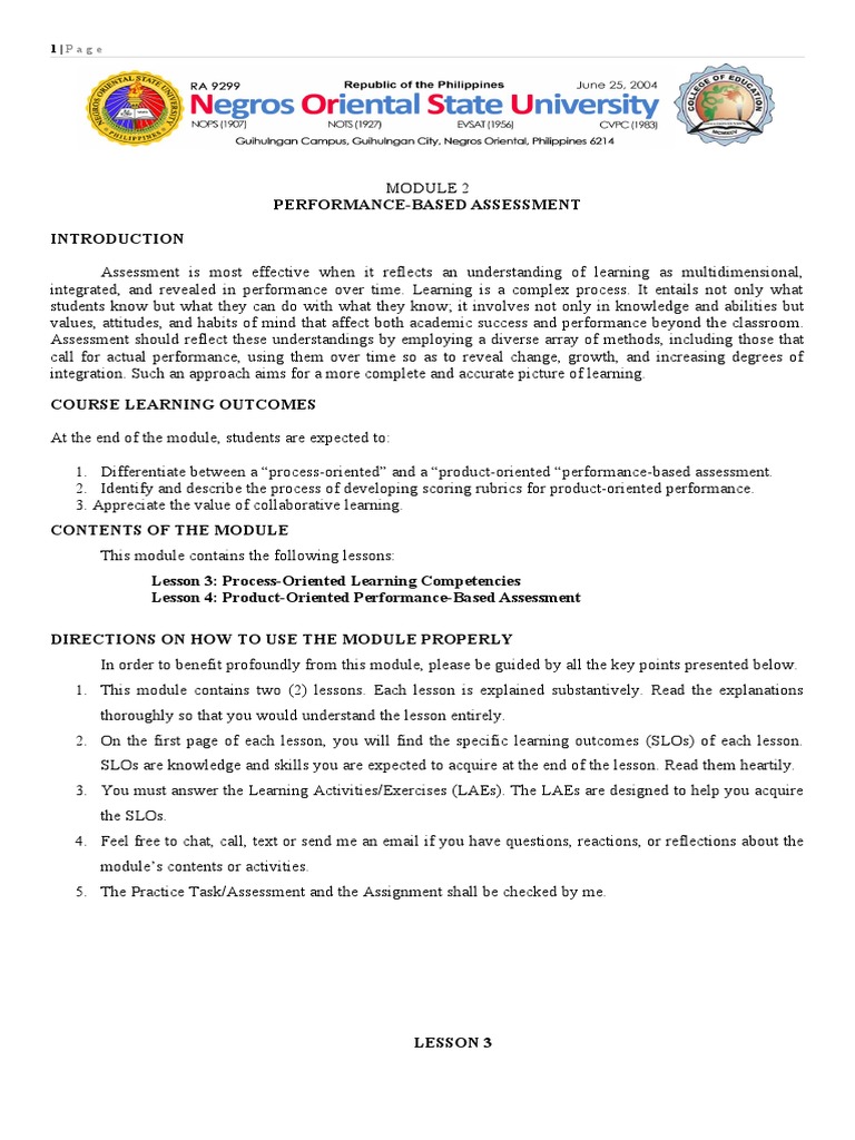 Performance-Based Assessment Competencies | PDF | Rubric (Academic ...