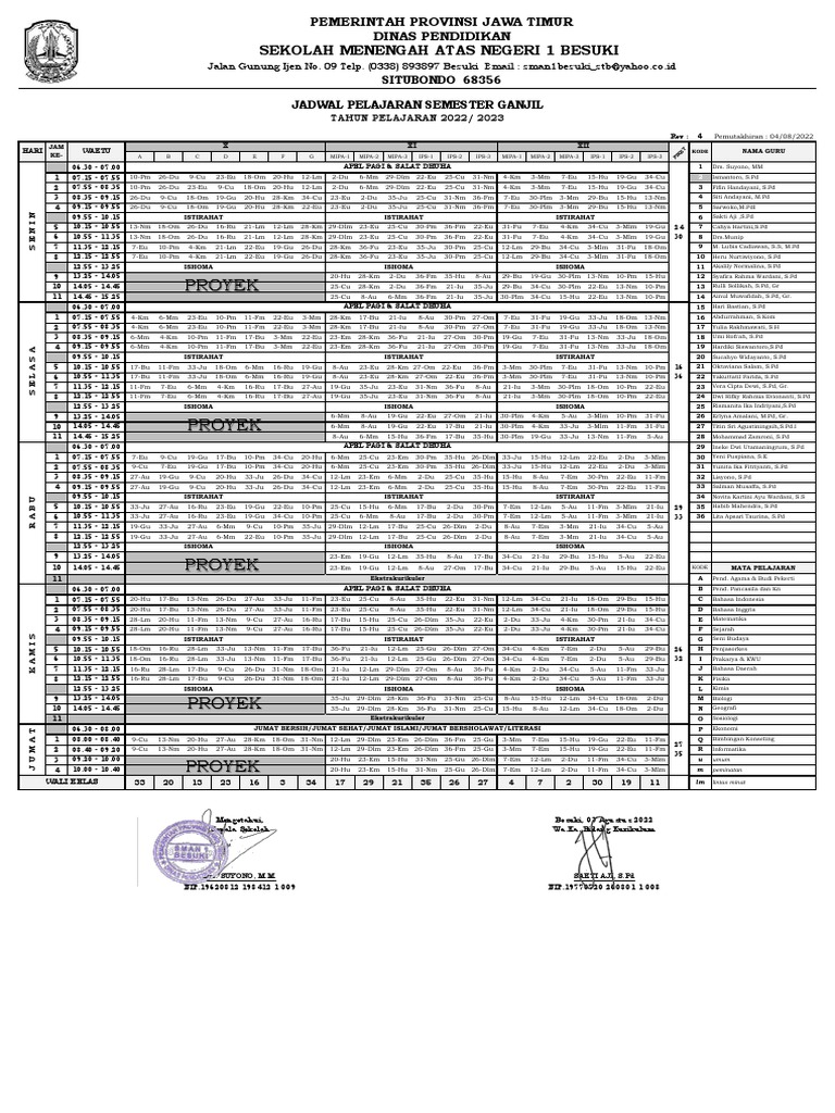 Jadwal KBM 22-23 (08 Agustus) | PDF