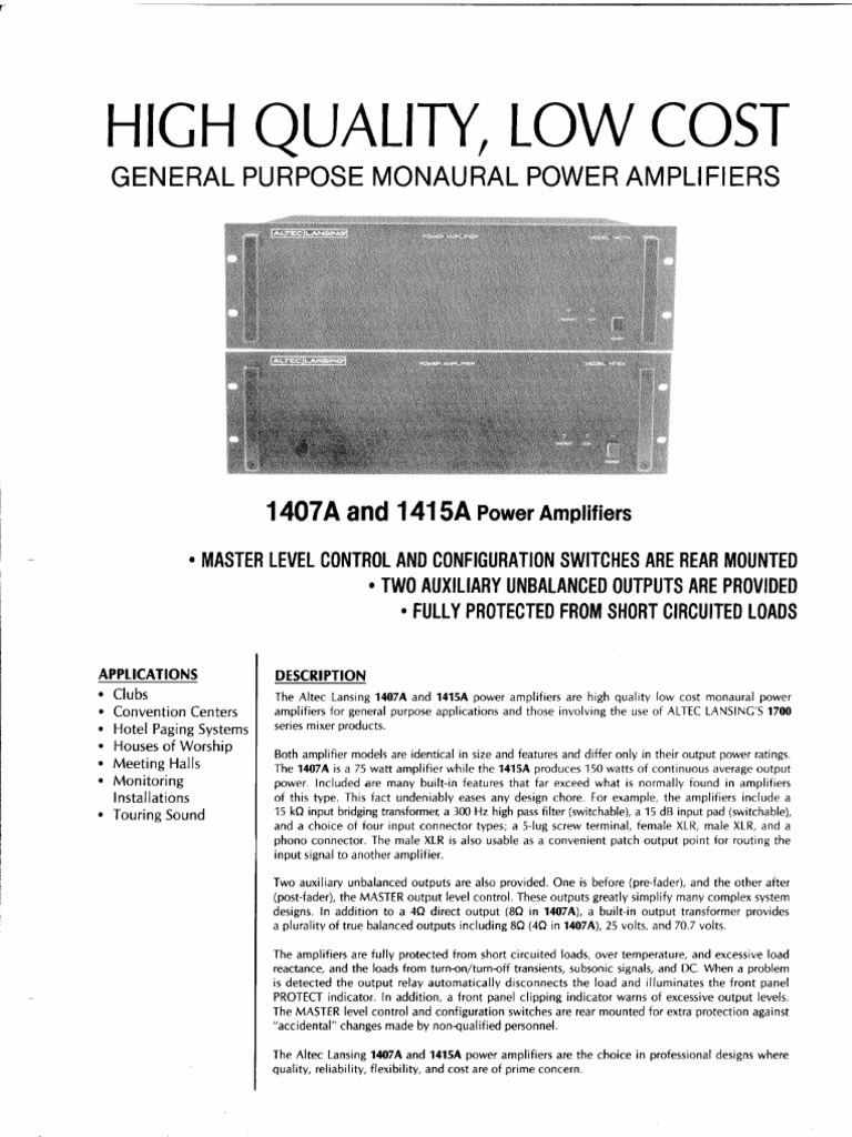 Altec 407a, 1415a | PDF