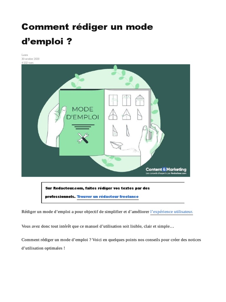 Comment Rédiger Un Mode D'emploi | PDF | Document | Commercialisation