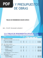 Rendimientos - Capeco | PDF | Industrias | Ingeniería de Edificación
