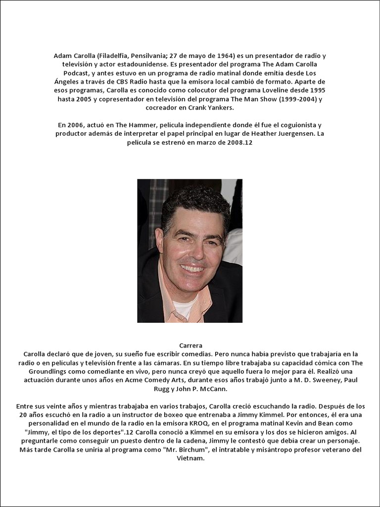 Adam Carolla: Presentador y Actor | PDF