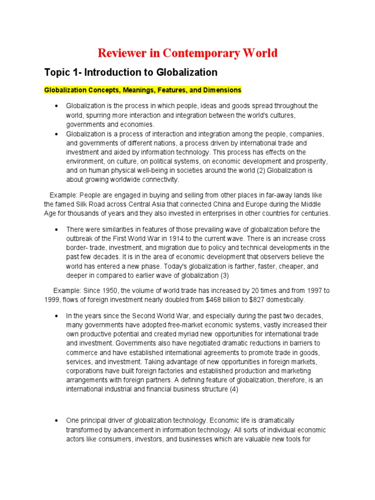 Reviewer in Contemporary World | PDF | Globalization | Bric