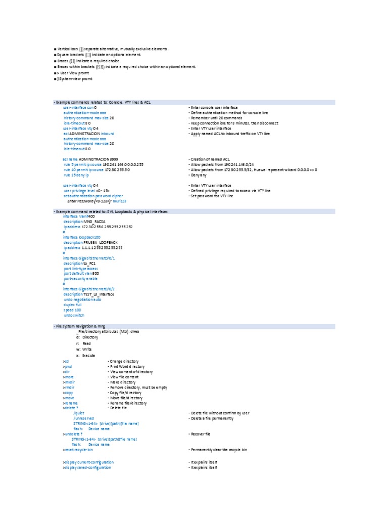 Huawei Certification Note Commands 002 | PDF | Computer File | Command Line Interface
