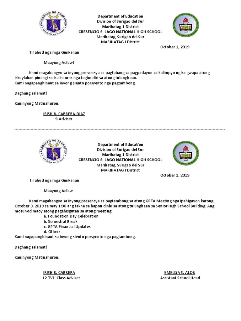 Letter Sa Meeting | PDF