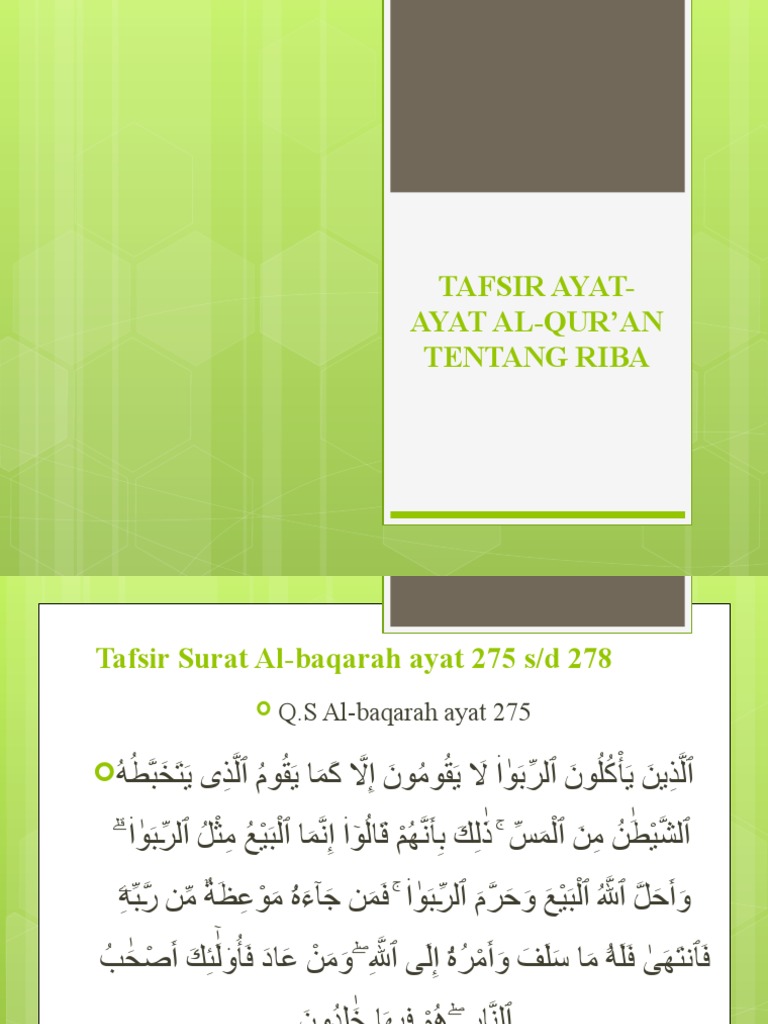 Tafsir Ayat-Ayat Al-Qur'an Tentang Riba | PDF