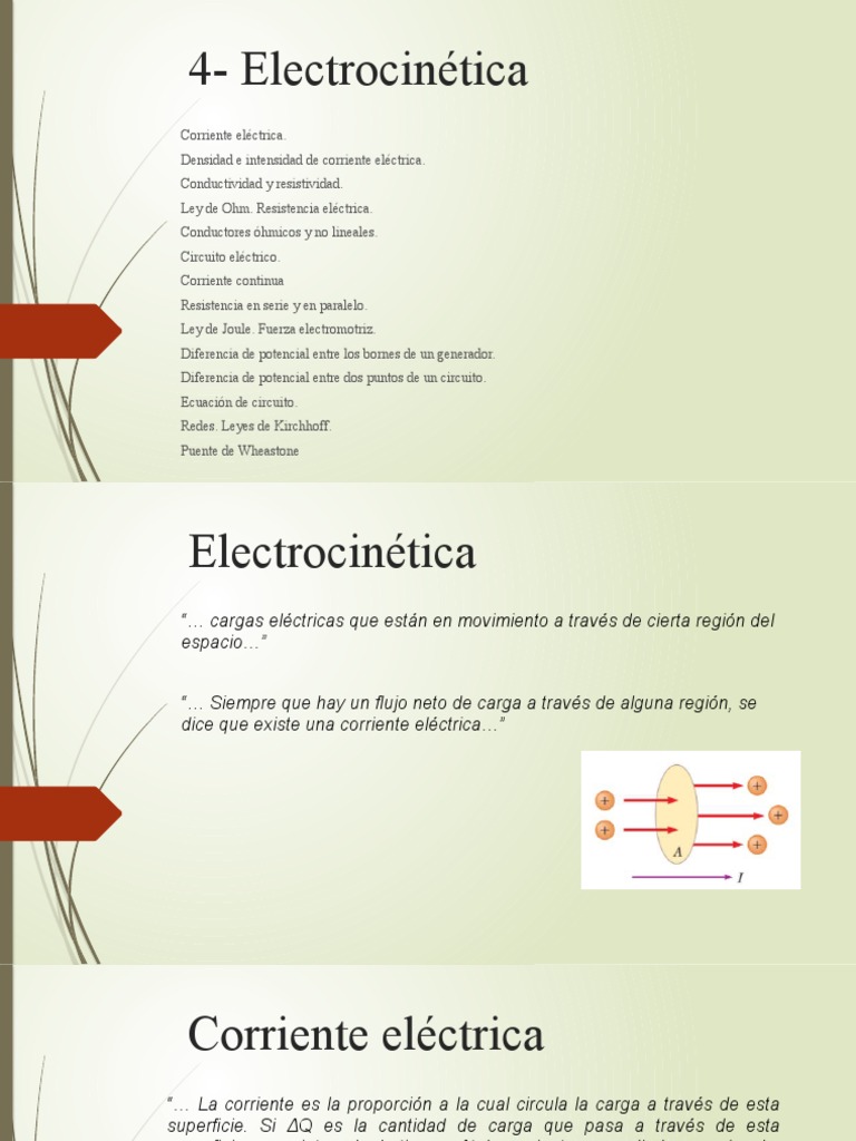 Electrocinética | PDF | Corriente eléctrica | Resistencia Eléctrica y Conductancia