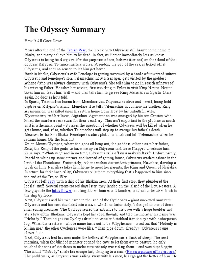 The Odyssey Summary | PDF