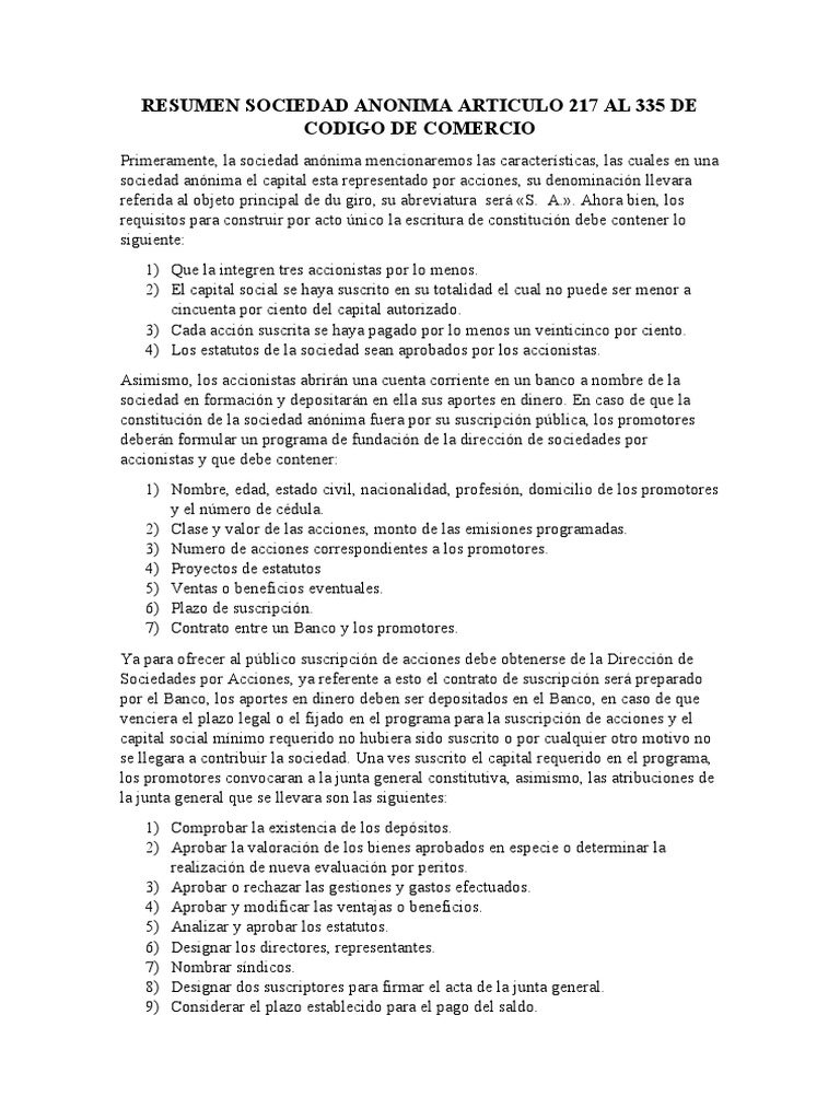 Documento Resumen Del Codigo Comercial | PDF | Business | Economias
