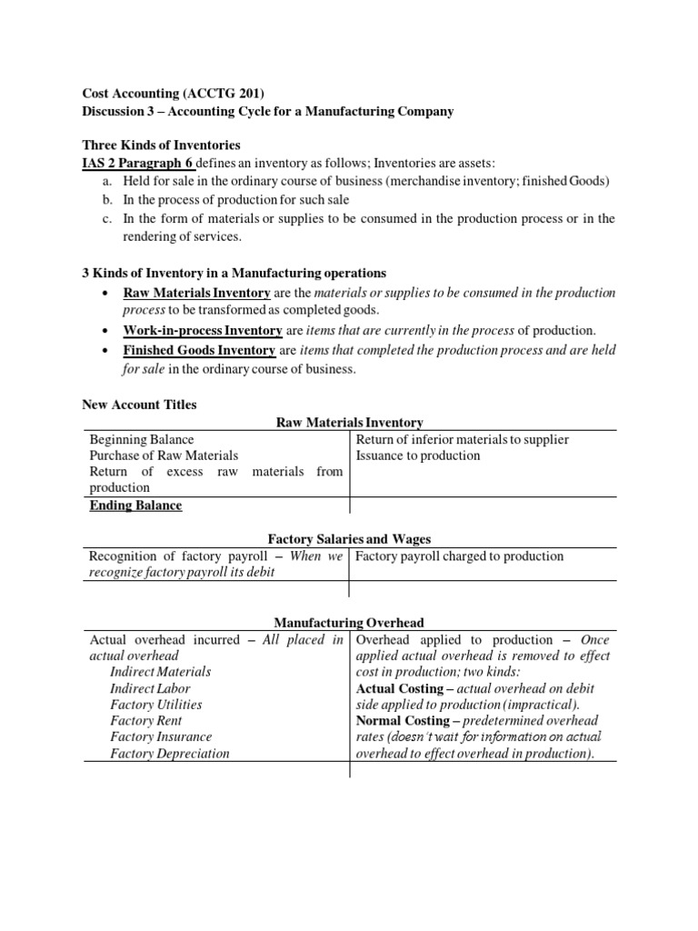 Manufacturing Accounting Cycle Overview | PDF | Cost Of Goods Sold ...
