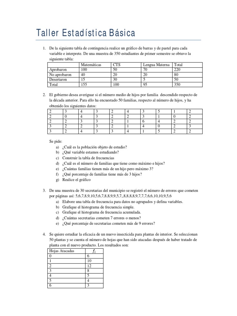 Taller de Estadística Básica: Análisis de Datos | PDF | Estadísticas